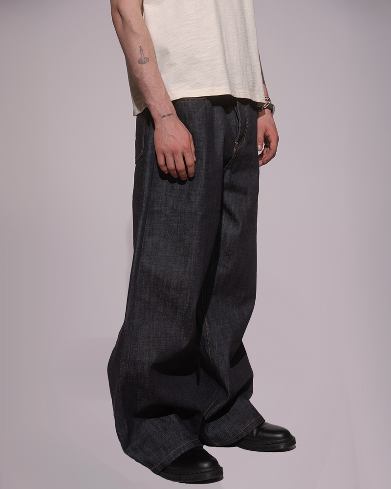 RAW INDIGO JAPANESE SELVEDGE BAGGY JEANS
